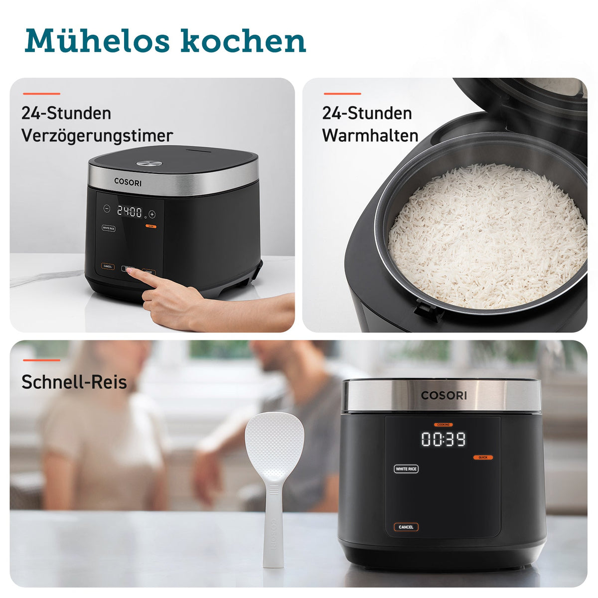 COSORI 5.0-Liter Rice Cooker schwarz